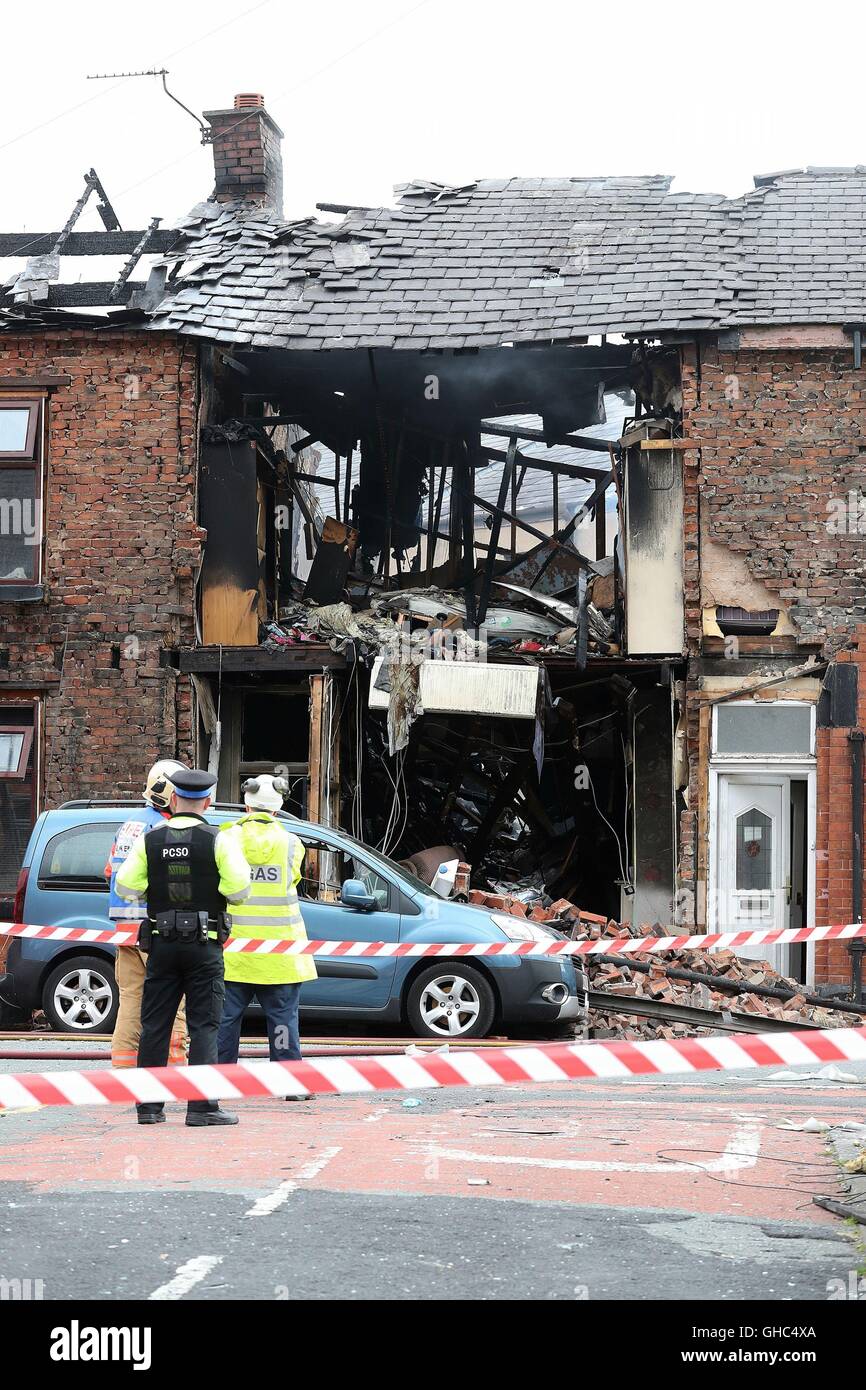 The scene in Curzon Street, Ashton-under-Lyne, after six people were ...