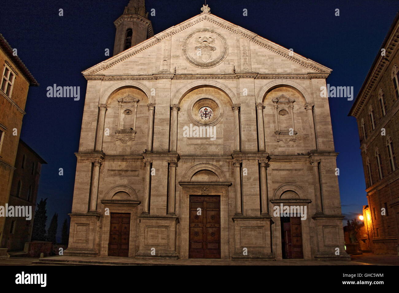 Cathedral of Pienza by night, Tuscany - HDR Stock Photo - Alamy