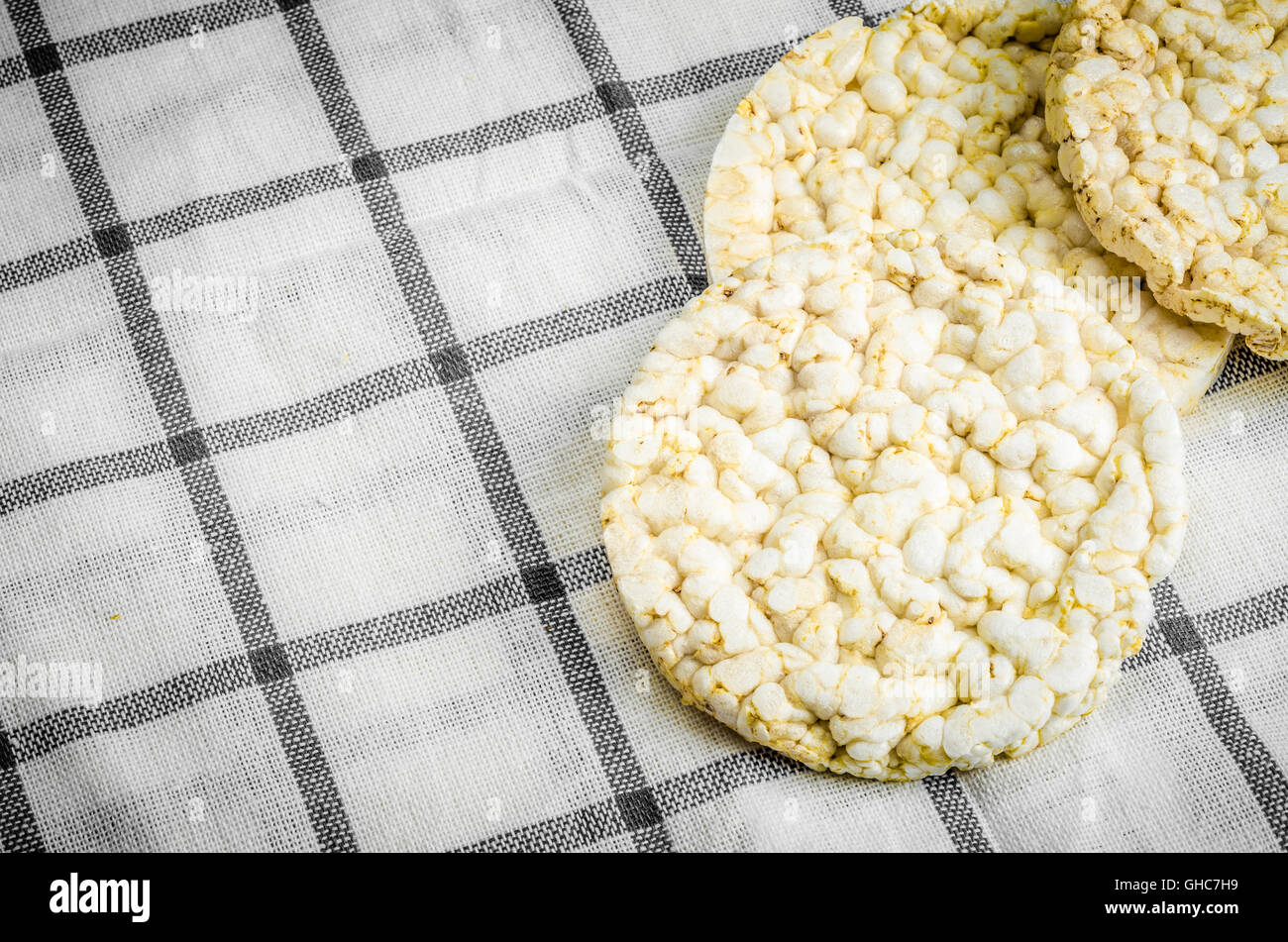 rice cake, puffed rice on table cloth Stock Photo - Alamy