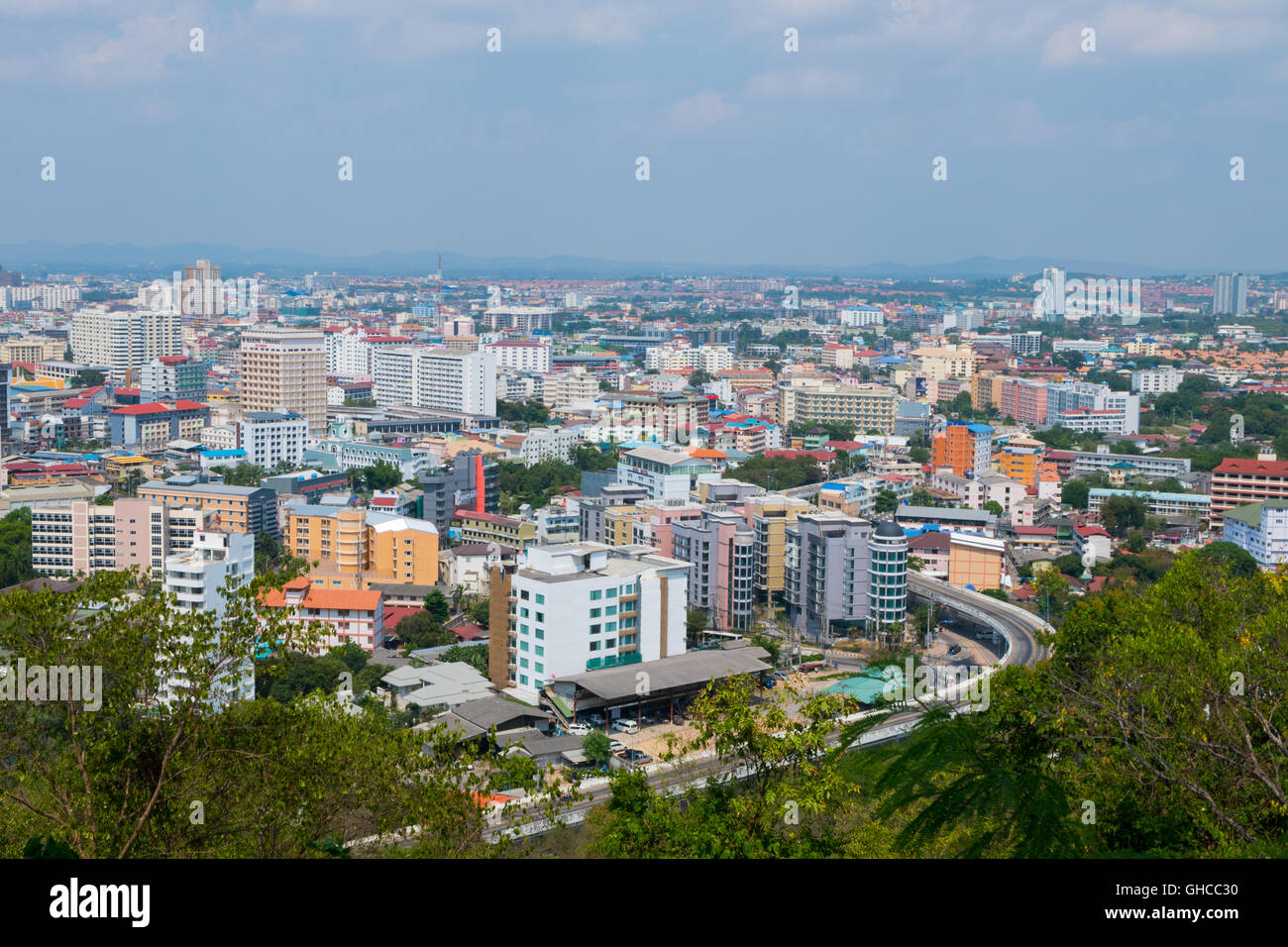 Pattaya, Thailand. View from top of The building cityscape and ...