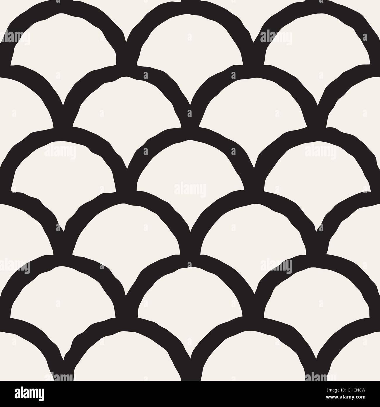 Vector Seamless Hand Drawn Rounded Lines Oriental Pattern Stock Vector ...