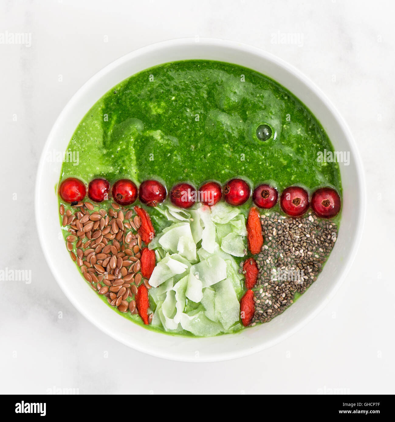 Healthy fresh spinach smoothie with chia and linseed. Food background ...