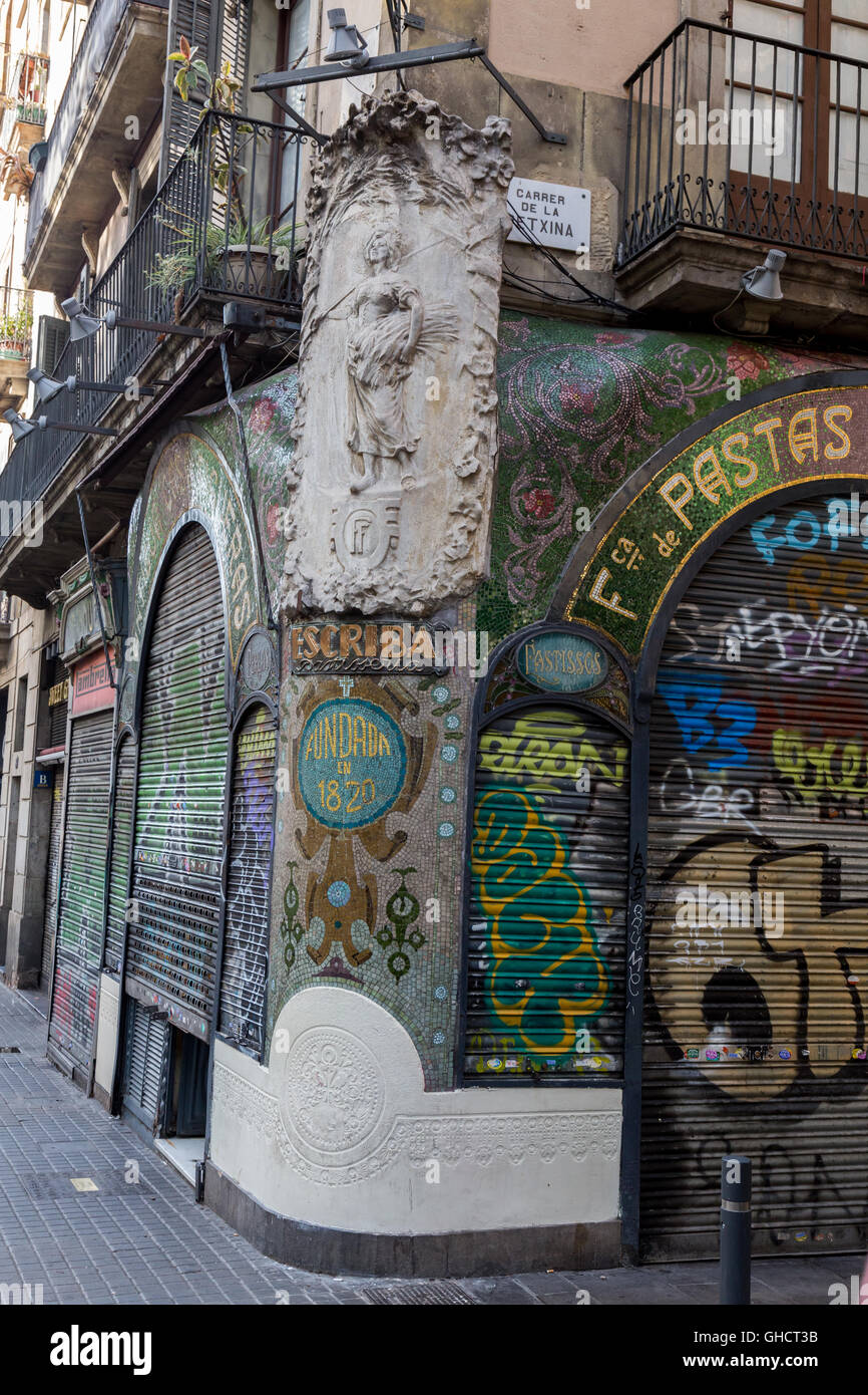 Beautiful building facade from Barcelona of Spain Stock Photo - Alamy