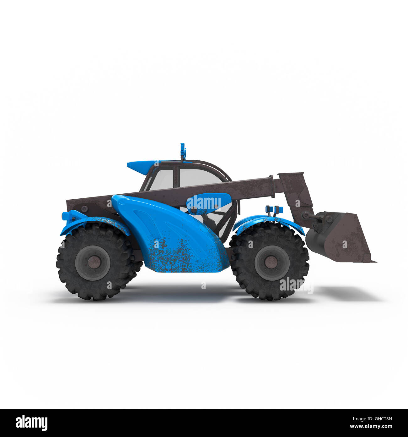Construction excavator side view isolated 3d rendering on white ...