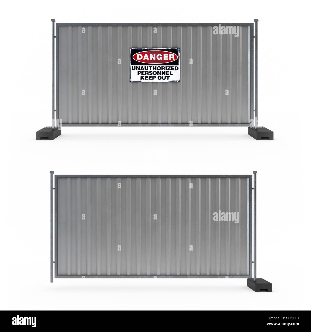 Construction fencing isolated 3d rendering on white background Stock ...