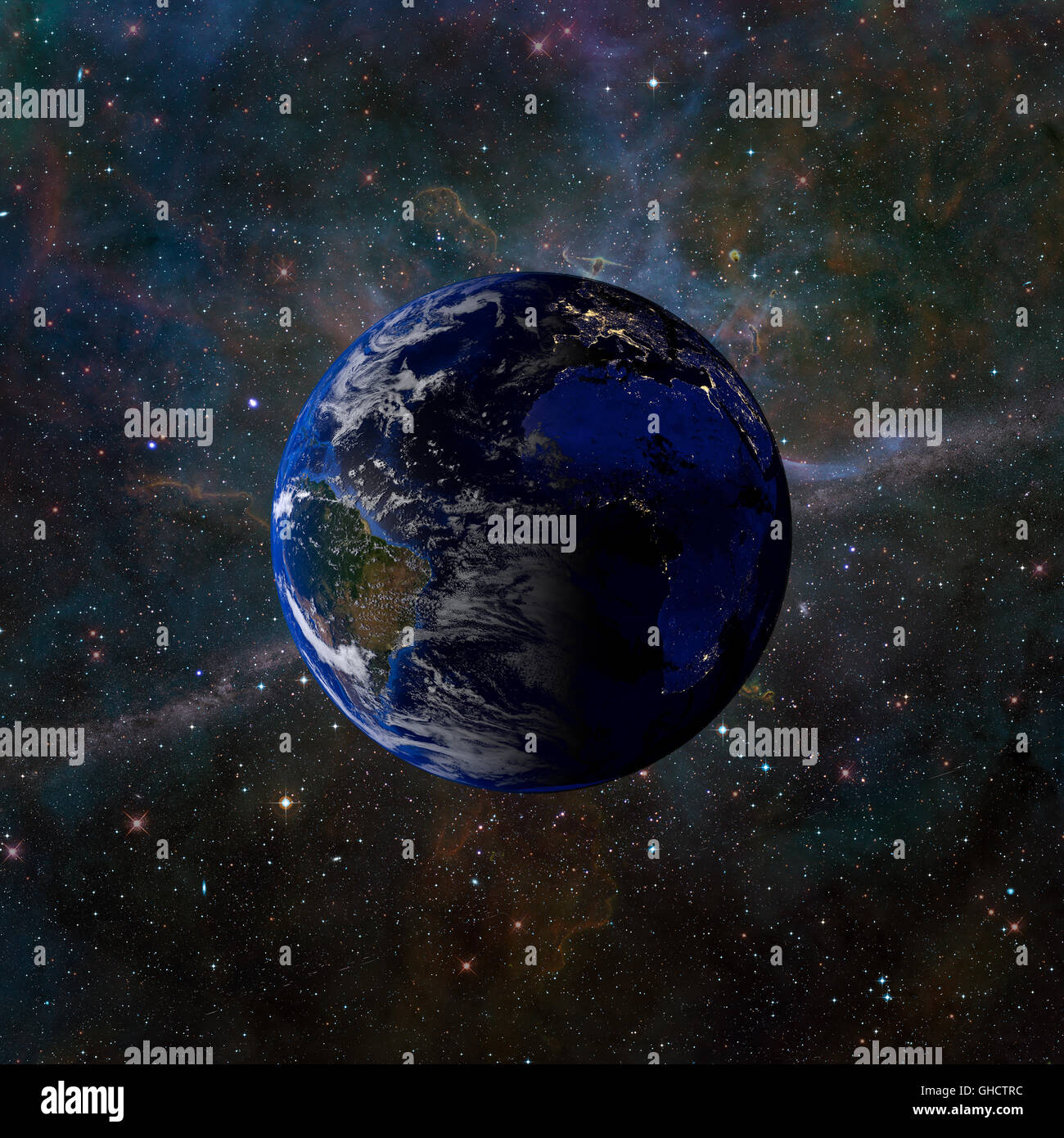 Solar system planet on nebula background Stock Photo - Alamy