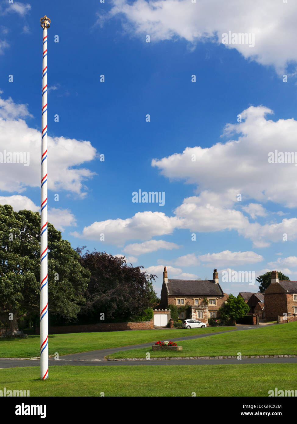 May Pole on the Village Green at Aldborough Yorkshire England Stock ...