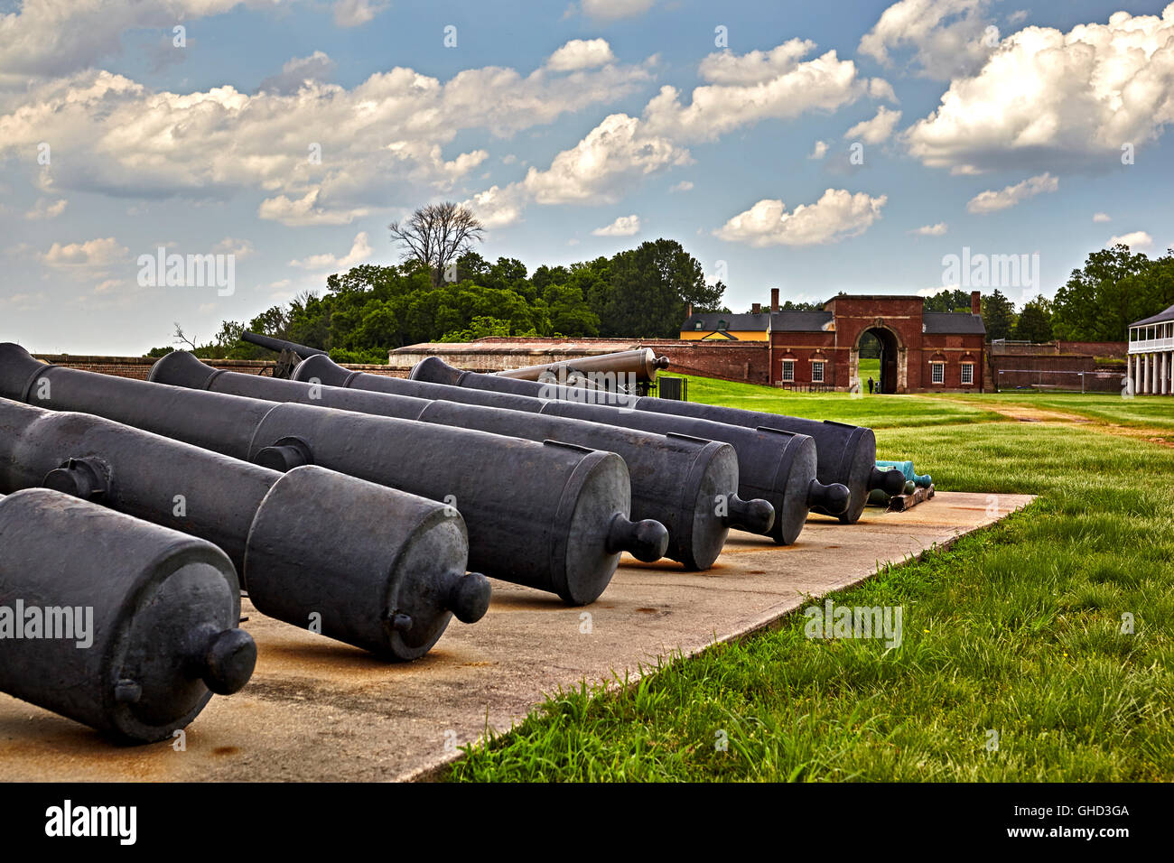 Cannons on display at Fort Washington, a Military fort established in ...