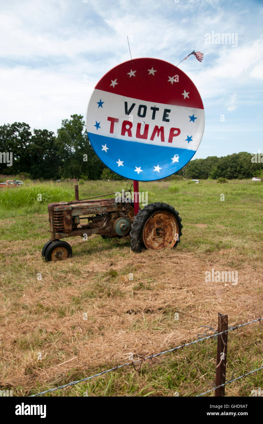 Large pro Donald Trump for President sign on a tractor in rural ...