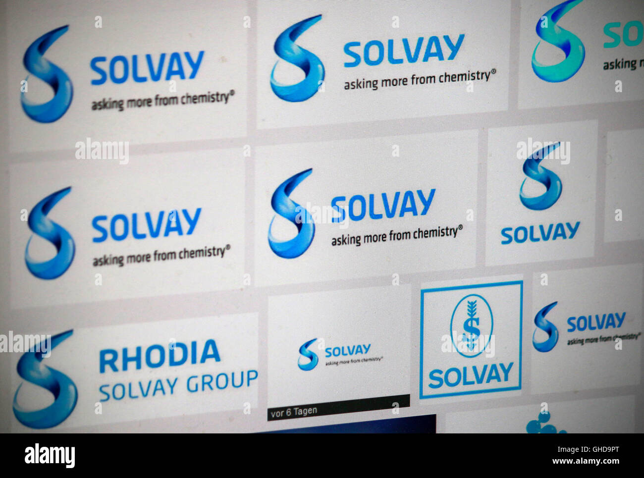 Loge der Marke "Solvay", Berlin Stock Photo - Alamy