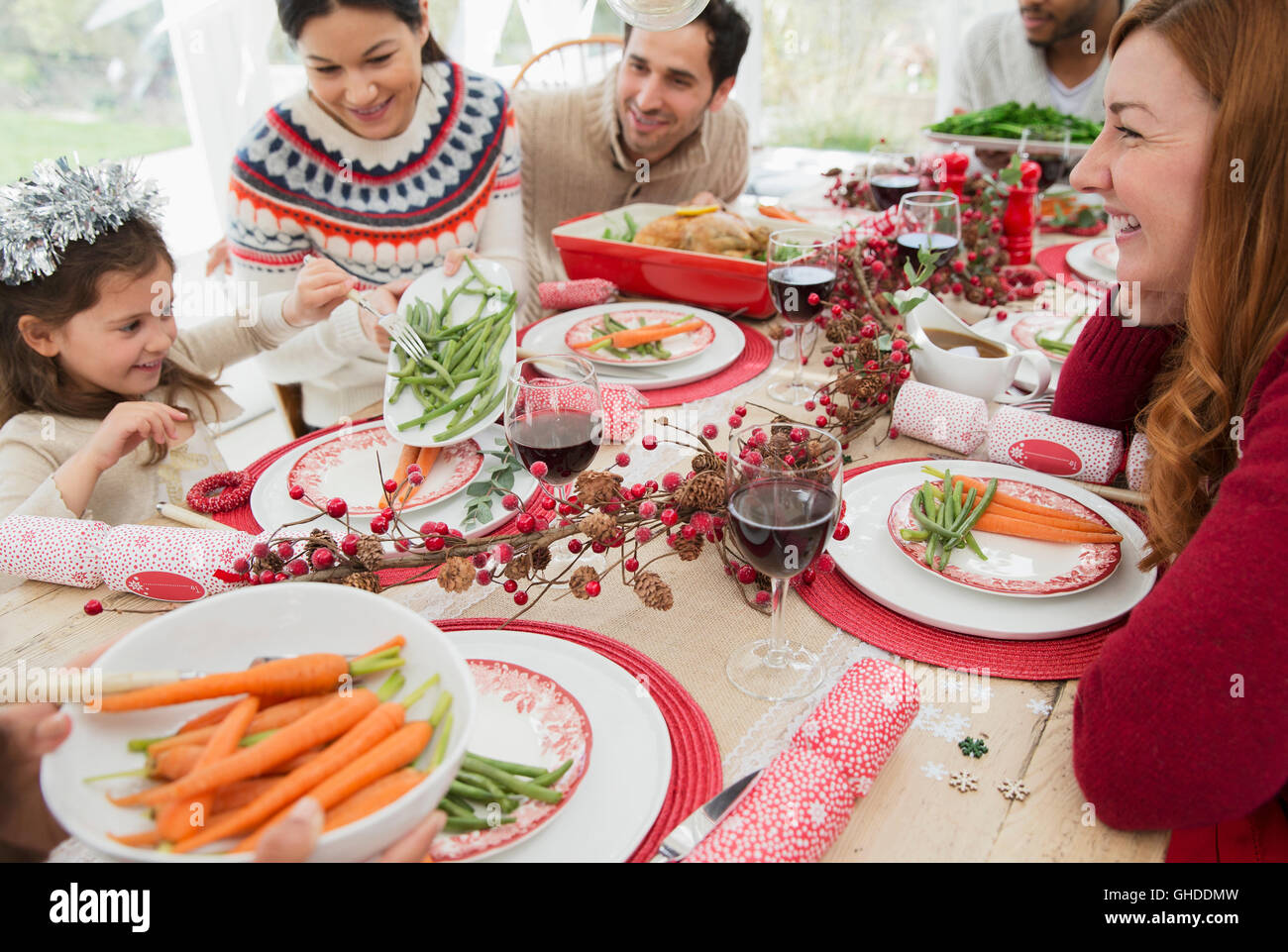Family enjoying Christmas dinner Stock Photo - Alamy