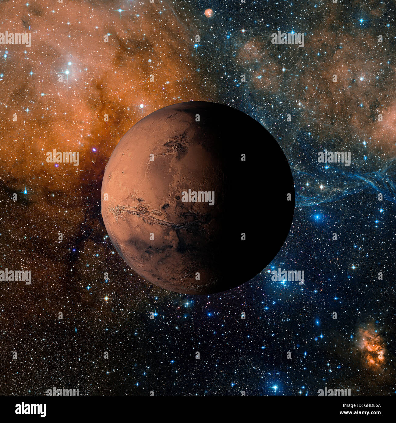 Solar system planet on nebula background 3d rendering. Elements of this ...