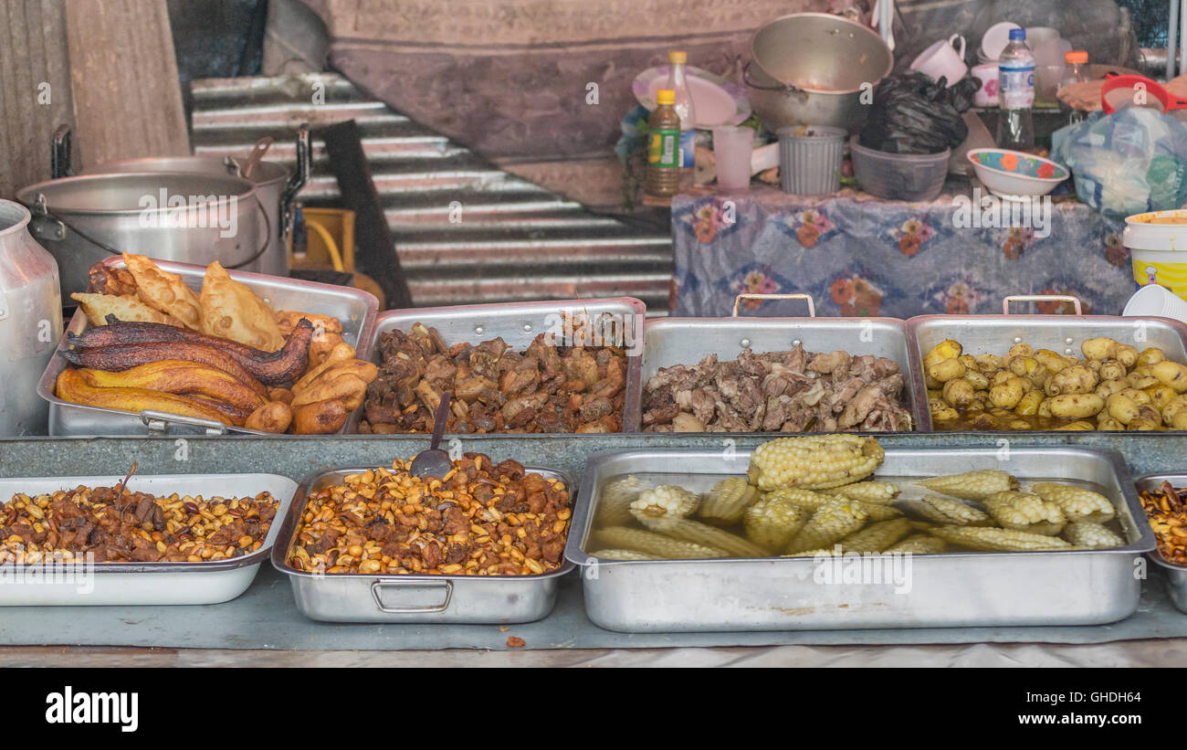 Traditional ecuadorian food at street market in Cuenca, Ecuador Stock ...