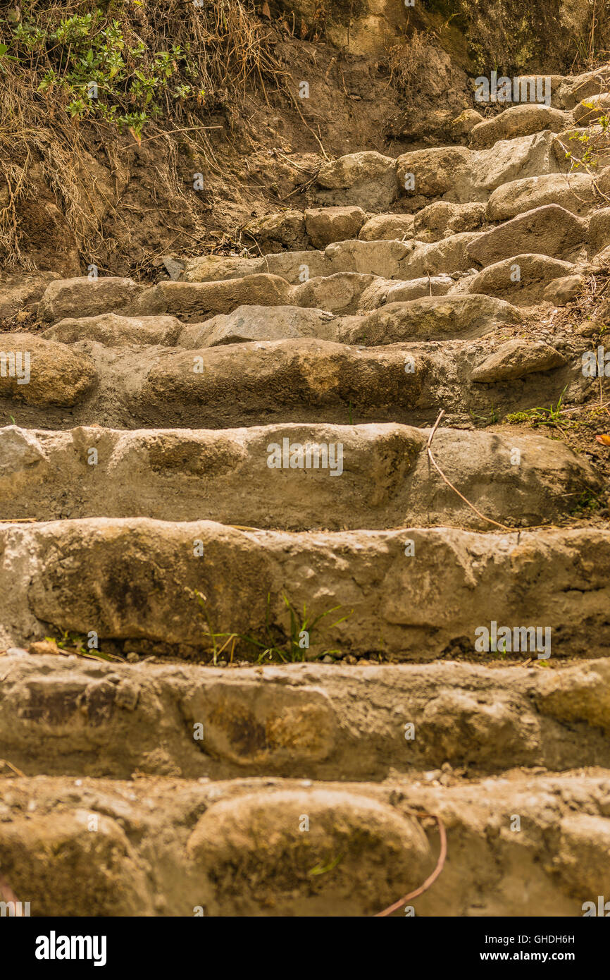 Stone stairs at Ingapirca, a touristic location in which is located an ...