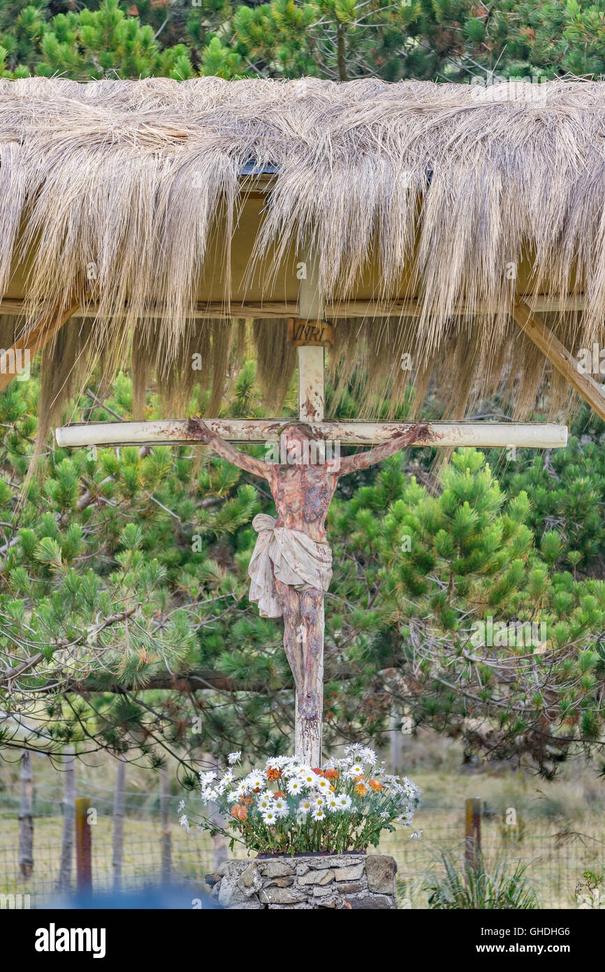 Sculpture of jesus christ in the middle of nature at andes range in ...