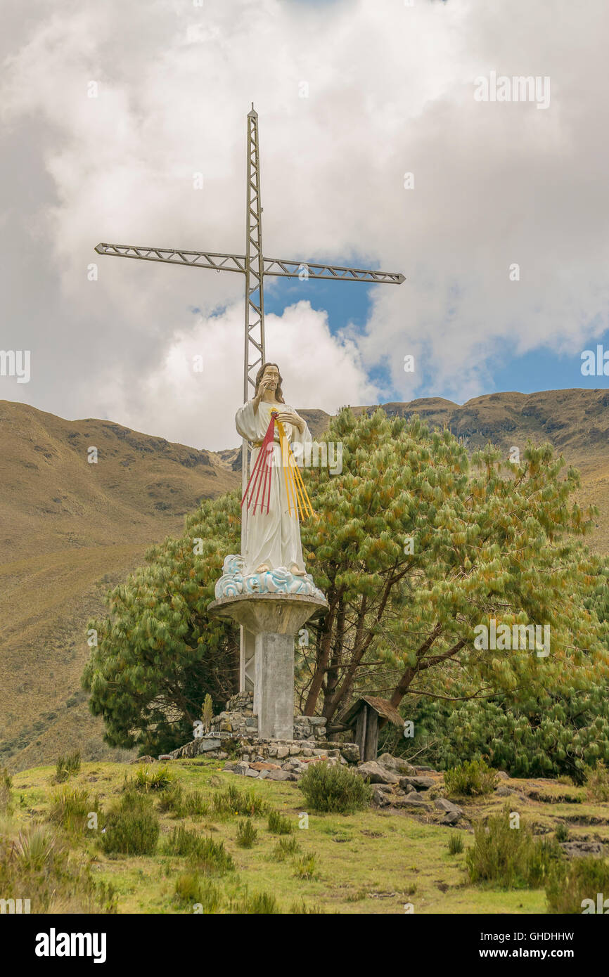 Sculpture of jesus christ in the middle of nature at andes range in ...