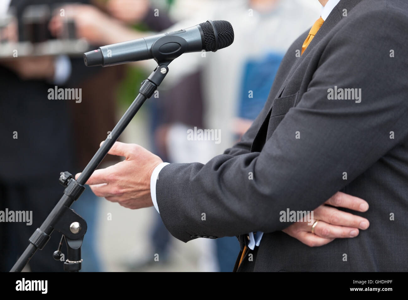 Public relations. Presentation speech Stock Photo - Alamy