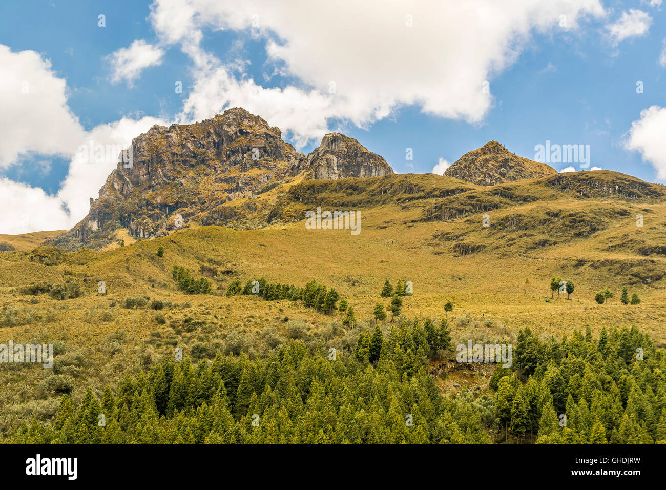 Mountains landscape scene at Cajas national park in Cuenca, Ecuador ...