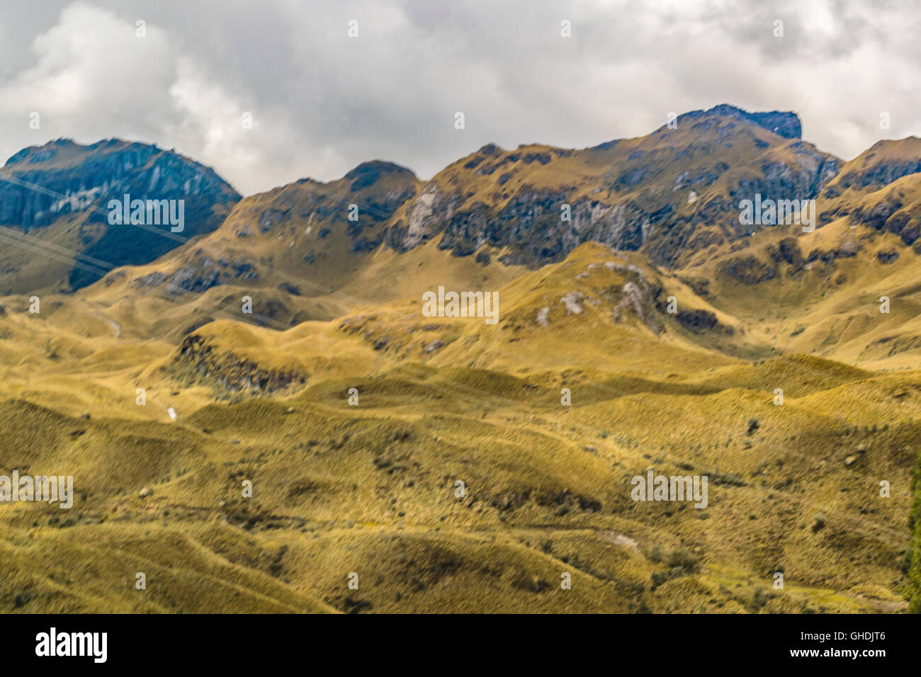 Mountains landscape scene at Cajas national park in Cuenca, Ecuador ...