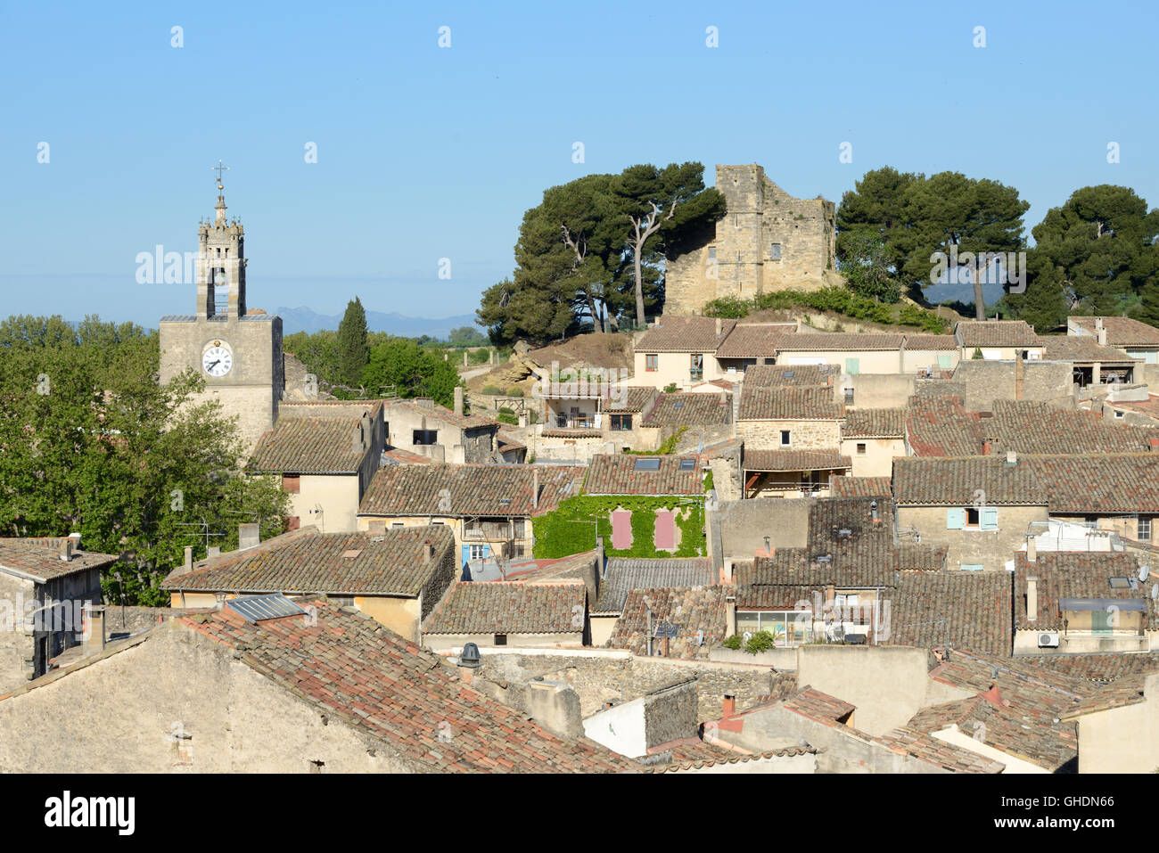 View over the Rooftops of the Village of Cucuron, and its Hilltop ...