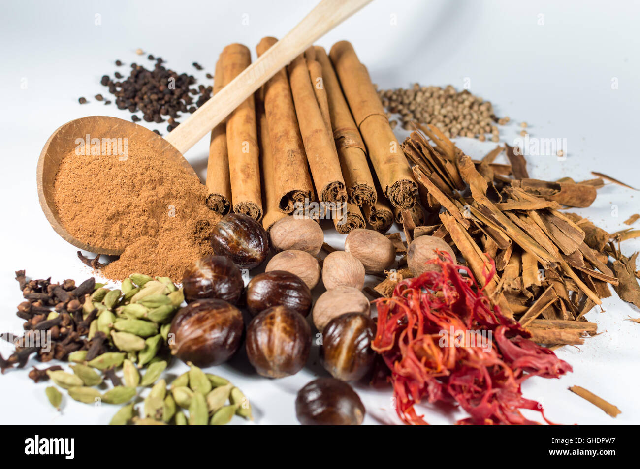 Cardamon, cloves, Black pepper, white pepper, cinnamon, cinnamon power ...