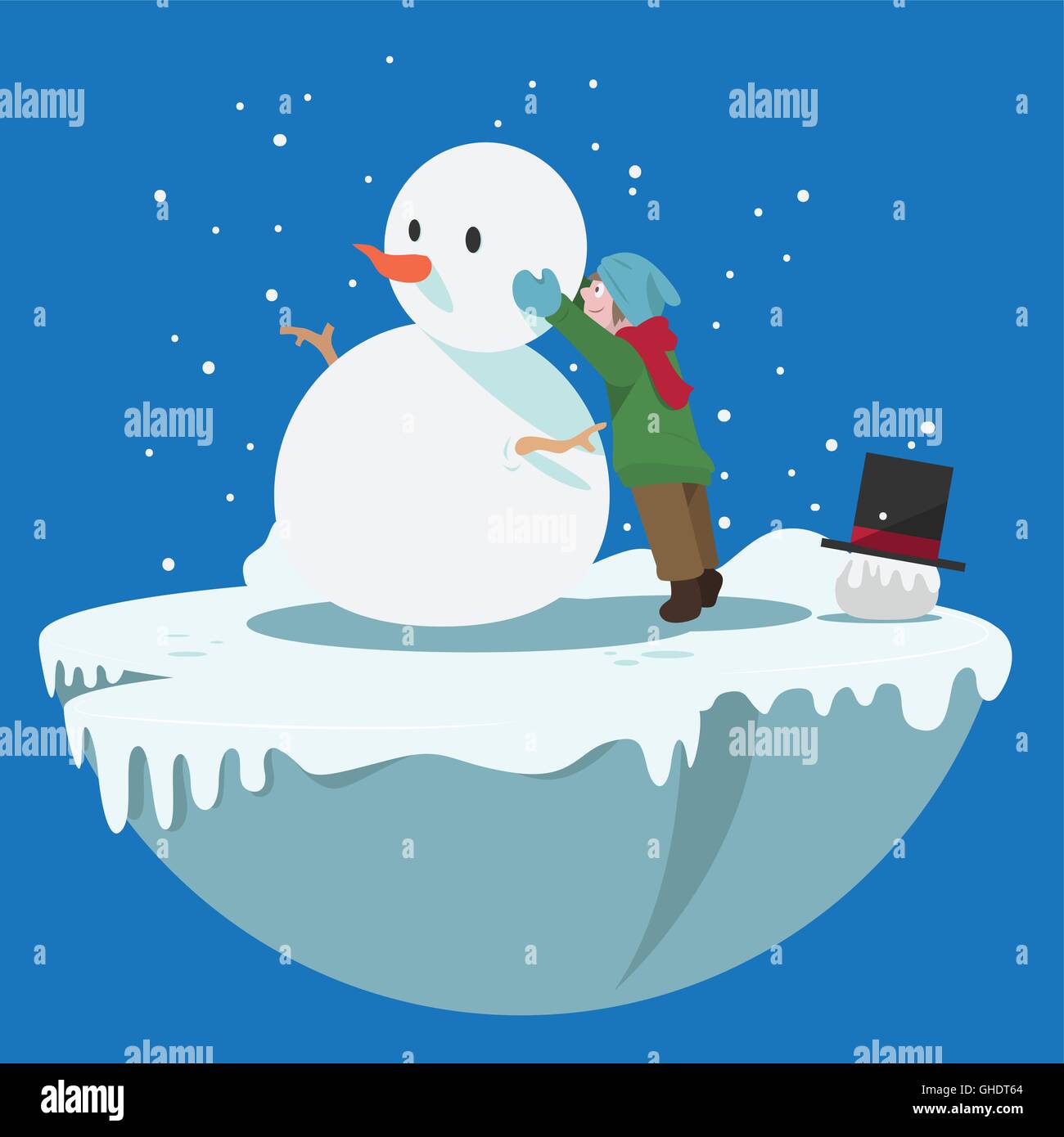 Boy making snowman Stock Vector Image & Art - Alamy