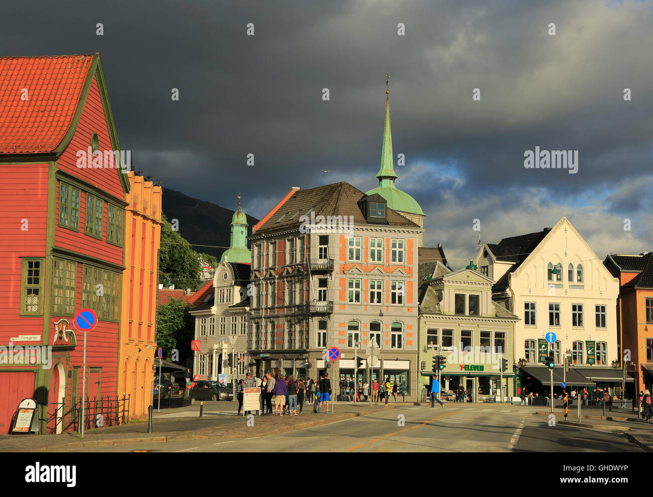 Historic buildings in the Torget market square area of Vågen harbour ...
