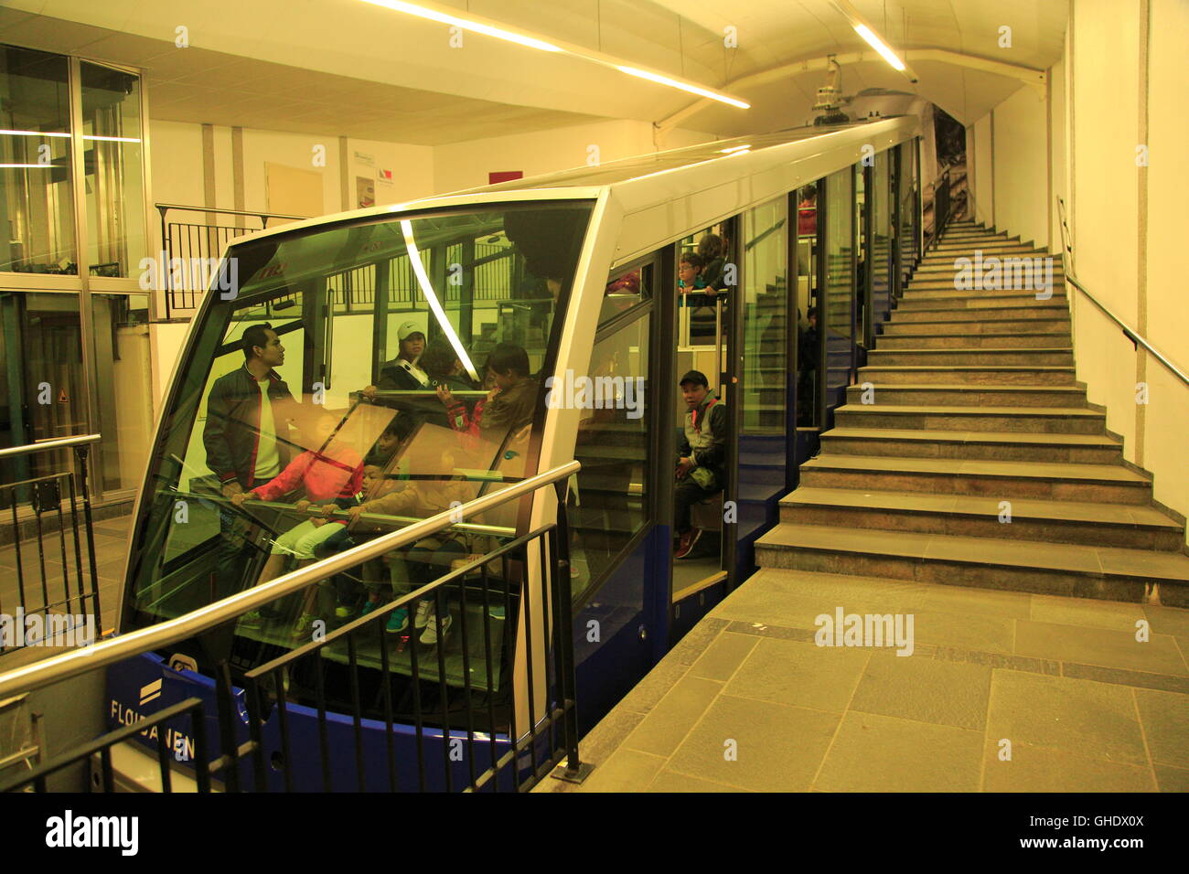 Fløibanen funicular railway train carriage, Bergen, Norway Stock Photo ...