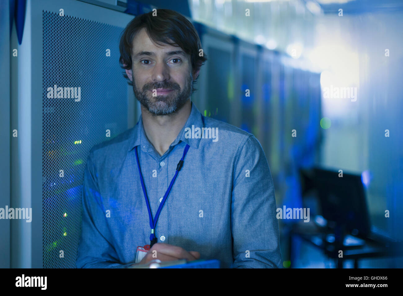 Portrait confident server room technician Stock Photo - Alamy