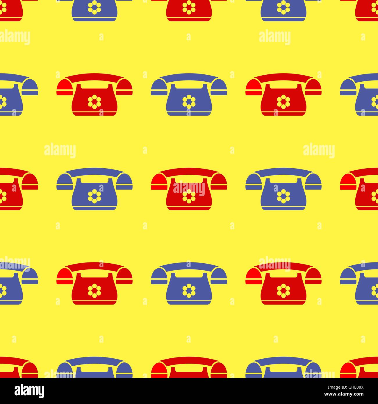 Seamless Retro Red Blue Phone Pattern Stock Vector Image & Art - Alamy