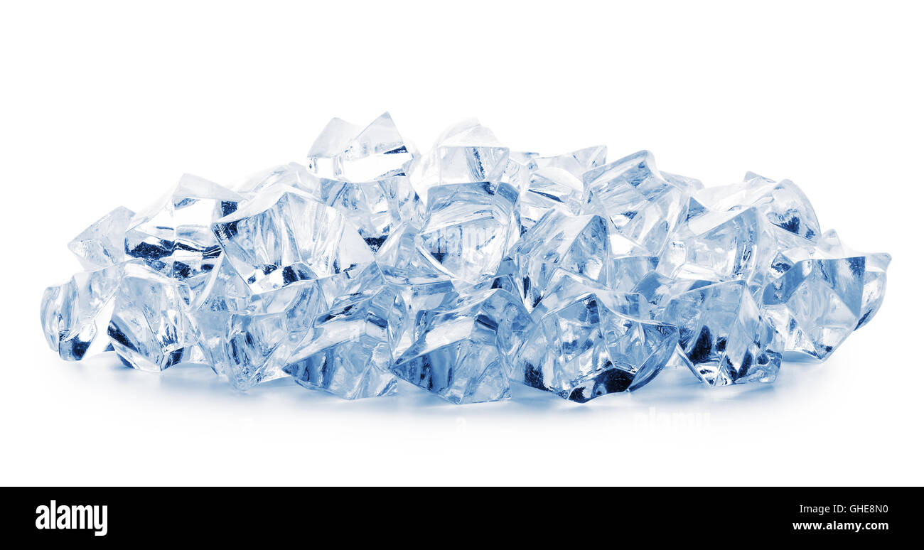 Pile of blue ice isolated on white background Stock Photo - Alamy