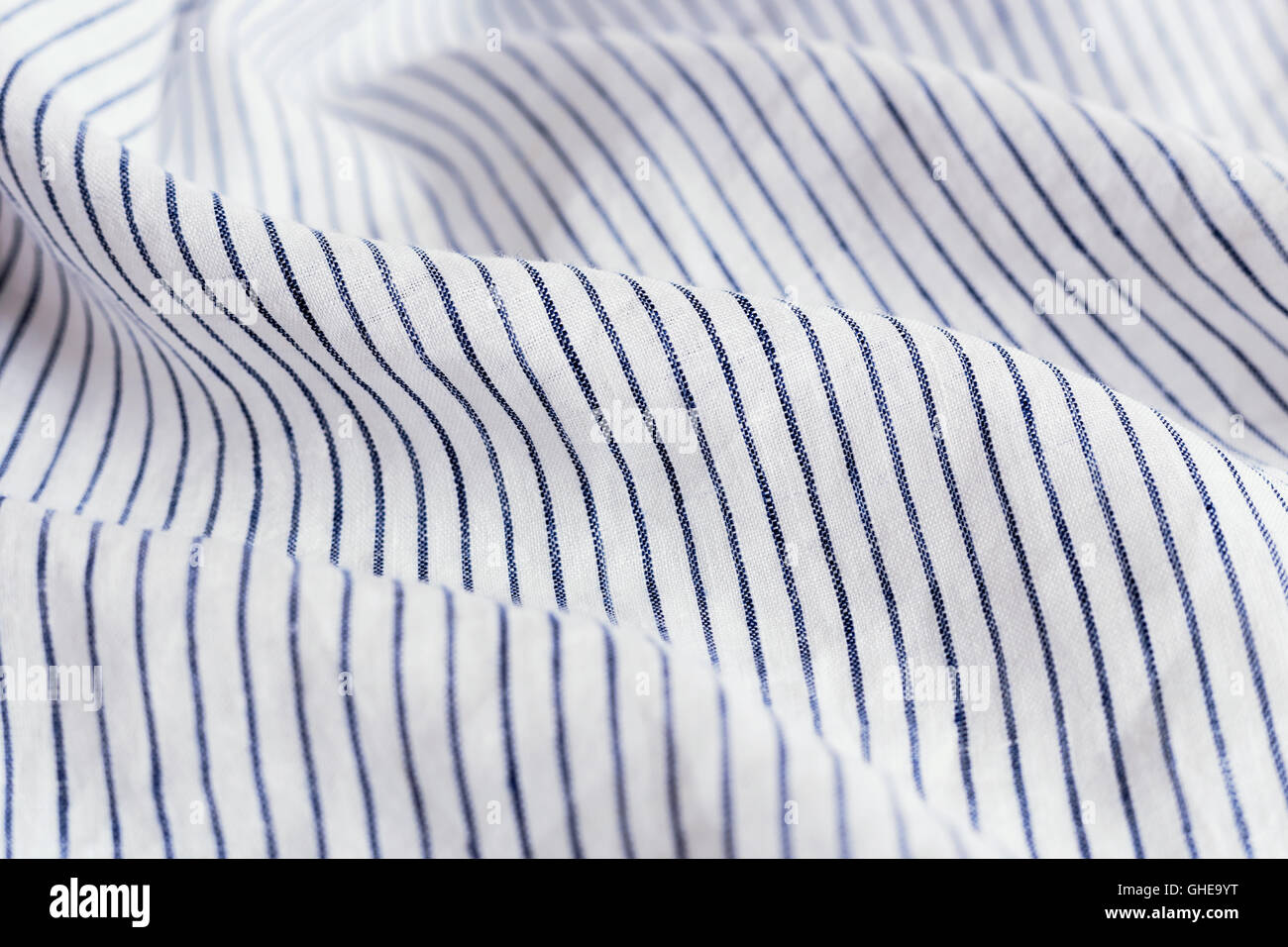 Soft linen cloth with white and blue stripes texture and background ...