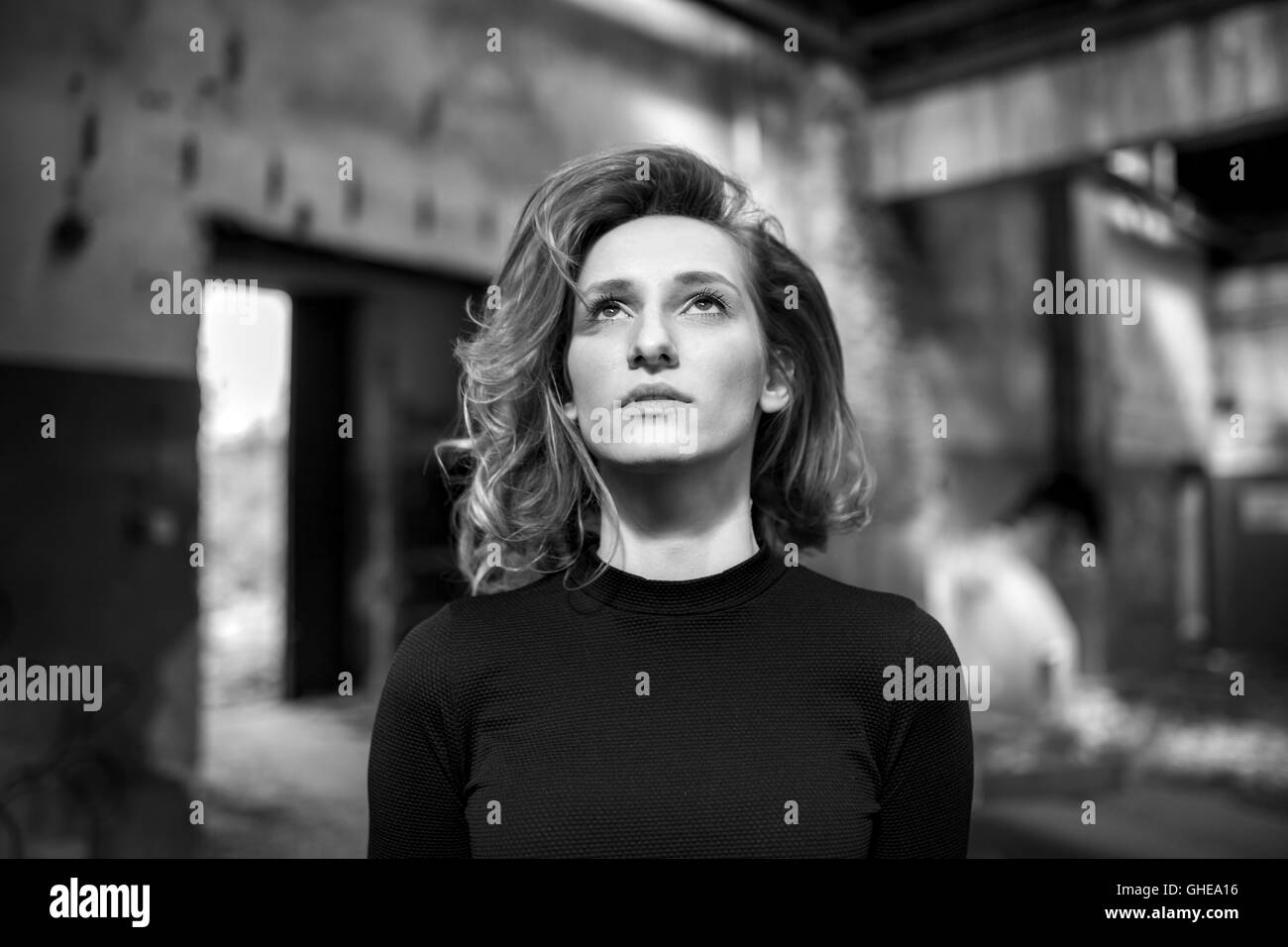 Female beautiful girl pretty straight Black and White Stock Photos ...