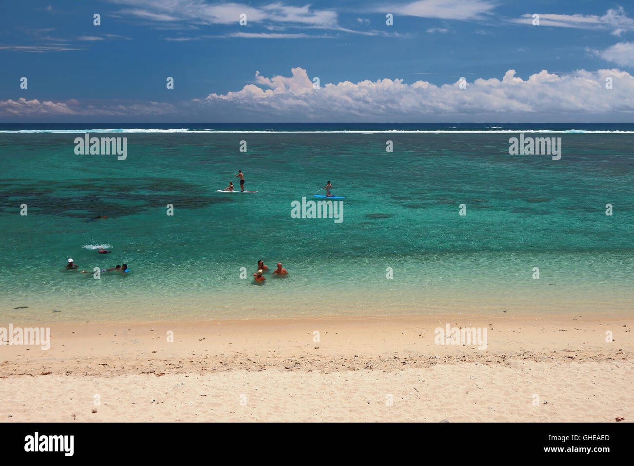 Beach rest on ocean coast. Lagoon Hermitage, Reunion, 21-01-2016 Stock ...