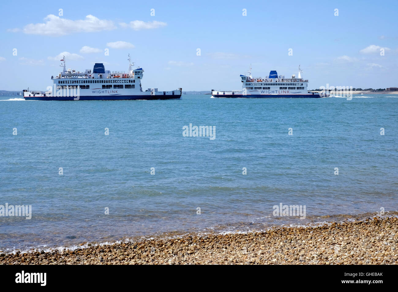 two wightlink ferries in the solent off southsea england uk Stock Photo ...