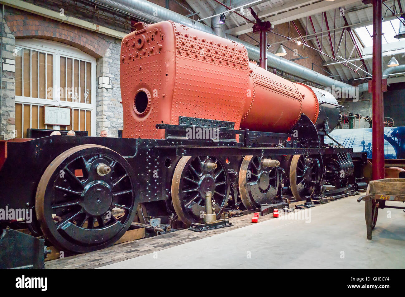 An assembly stage in the boiler shop GWR STEAM museum in Swindon UK ...