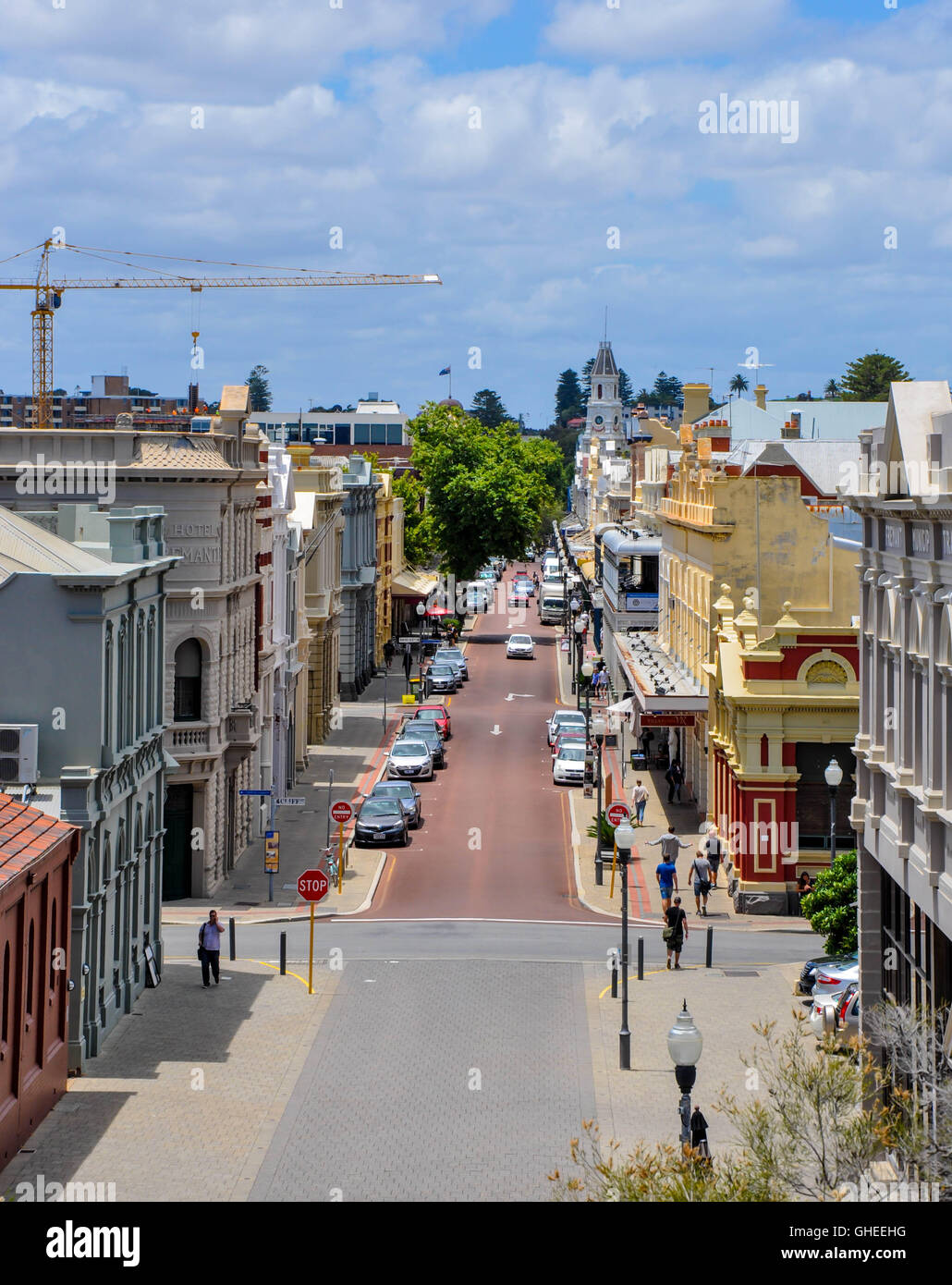 Fremantle,WA,Australia-November 19,2015:Elevated view over High Street ...