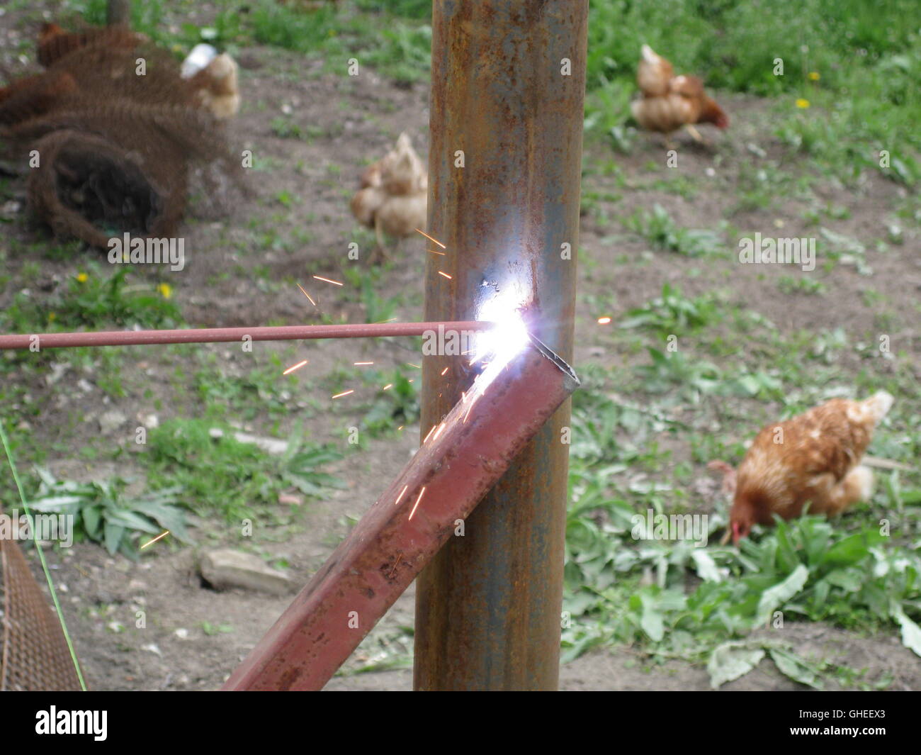 Welding of steel square pipe electric welding. The use of electric ...