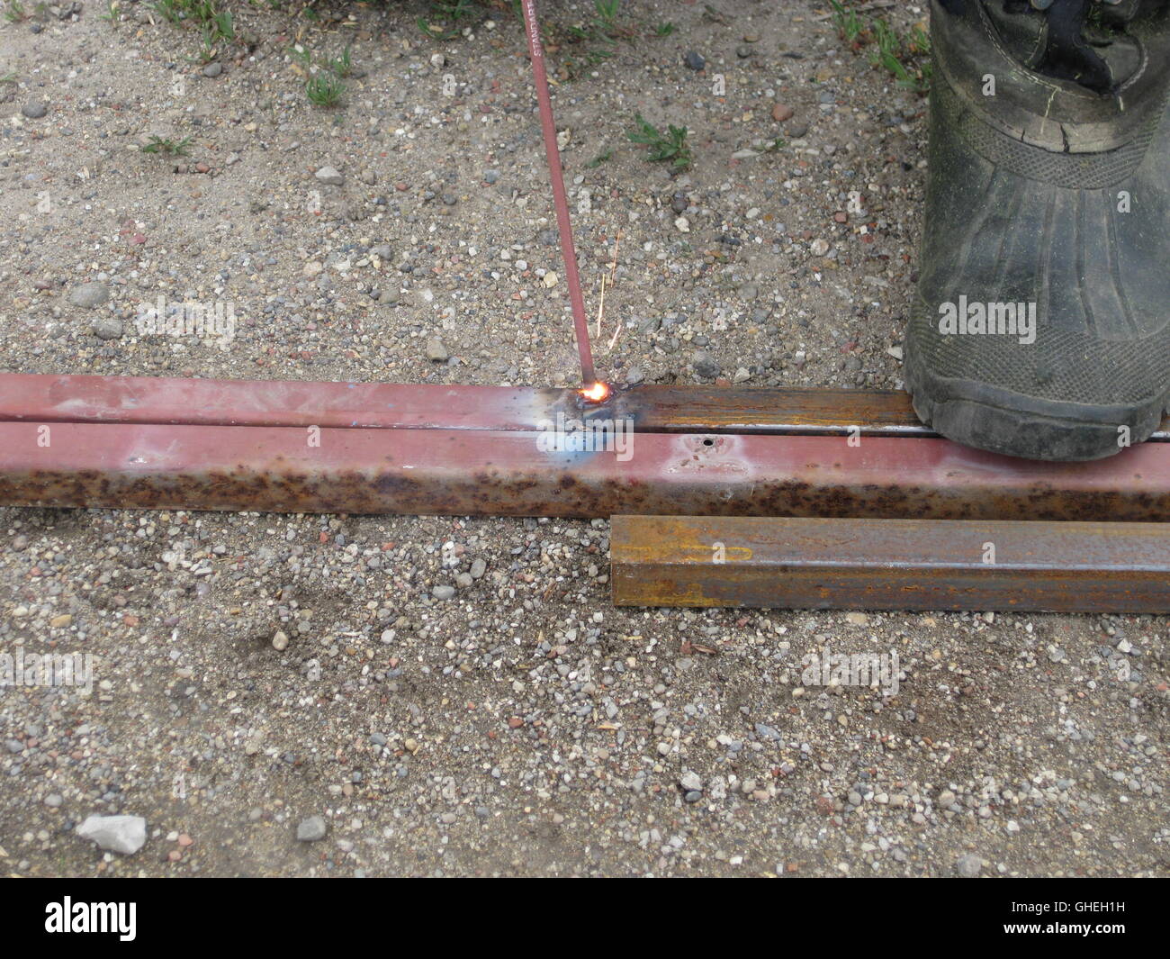 Welding of steel square pipe electric welding. The use of electric ...