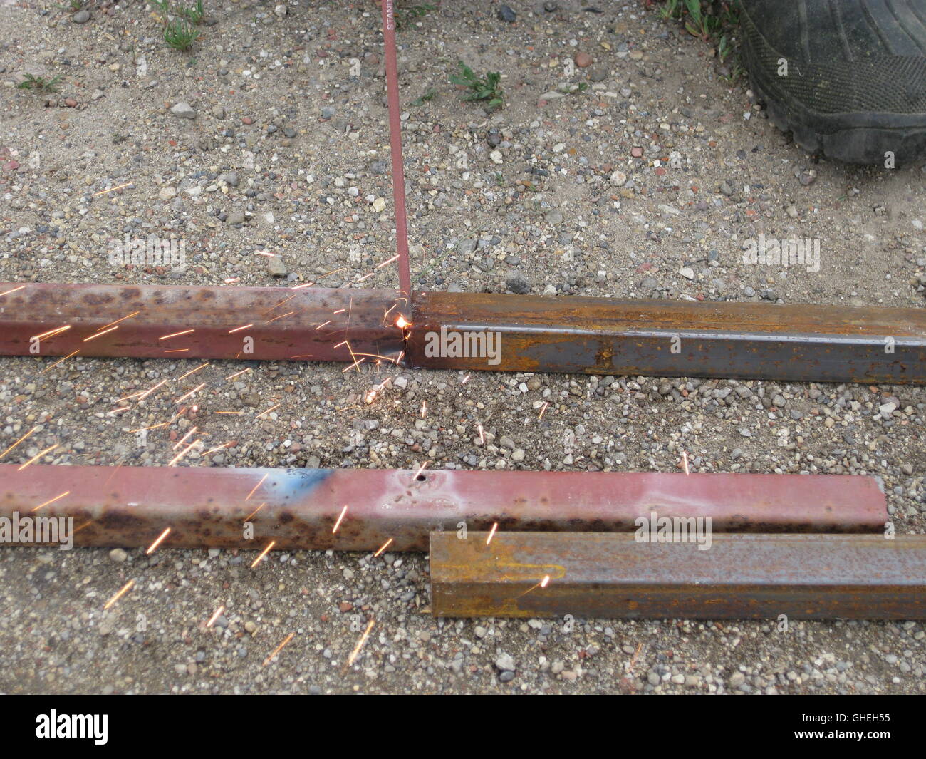 Welding of steel square pipe electric welding. The use of electric ...