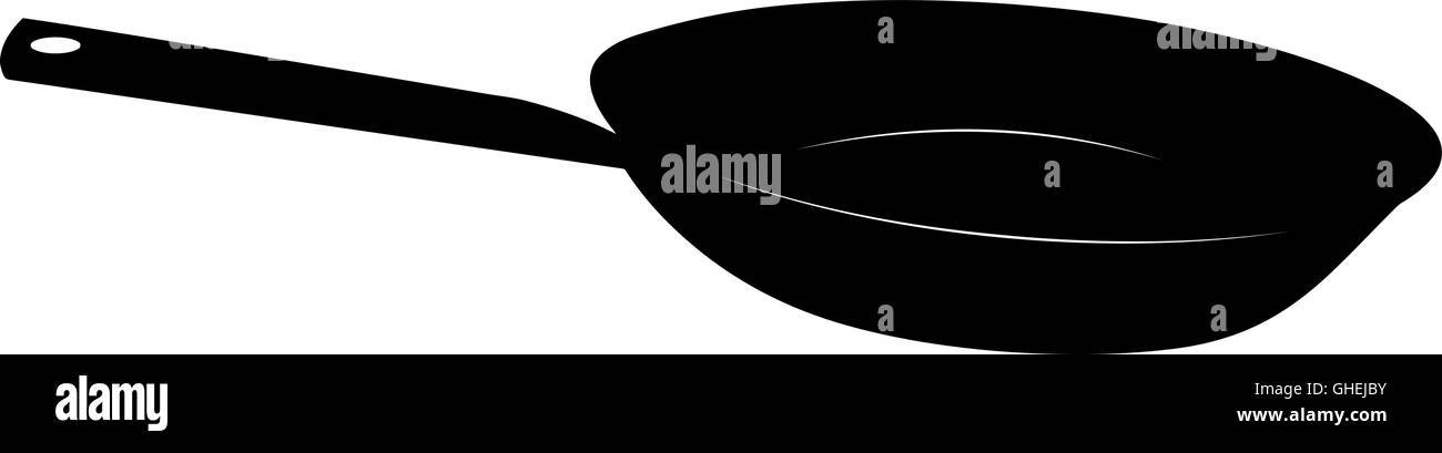 Stylized frying pan vector illustration in black and white Stock Vector ...