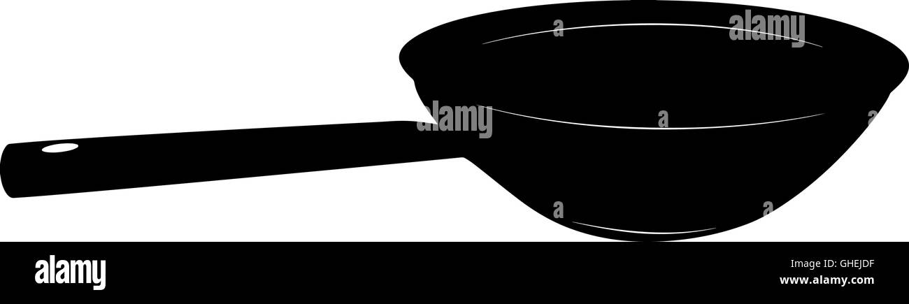 Wok - Chinese frying pan - stylized vector illustration in black and ...