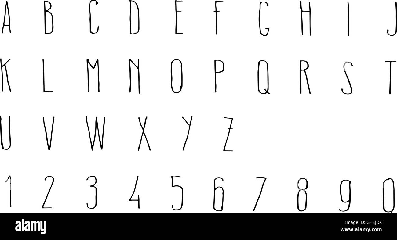 Vector hand drawn alphabet. Thin, tall, and elegant Stock Vector Image ...