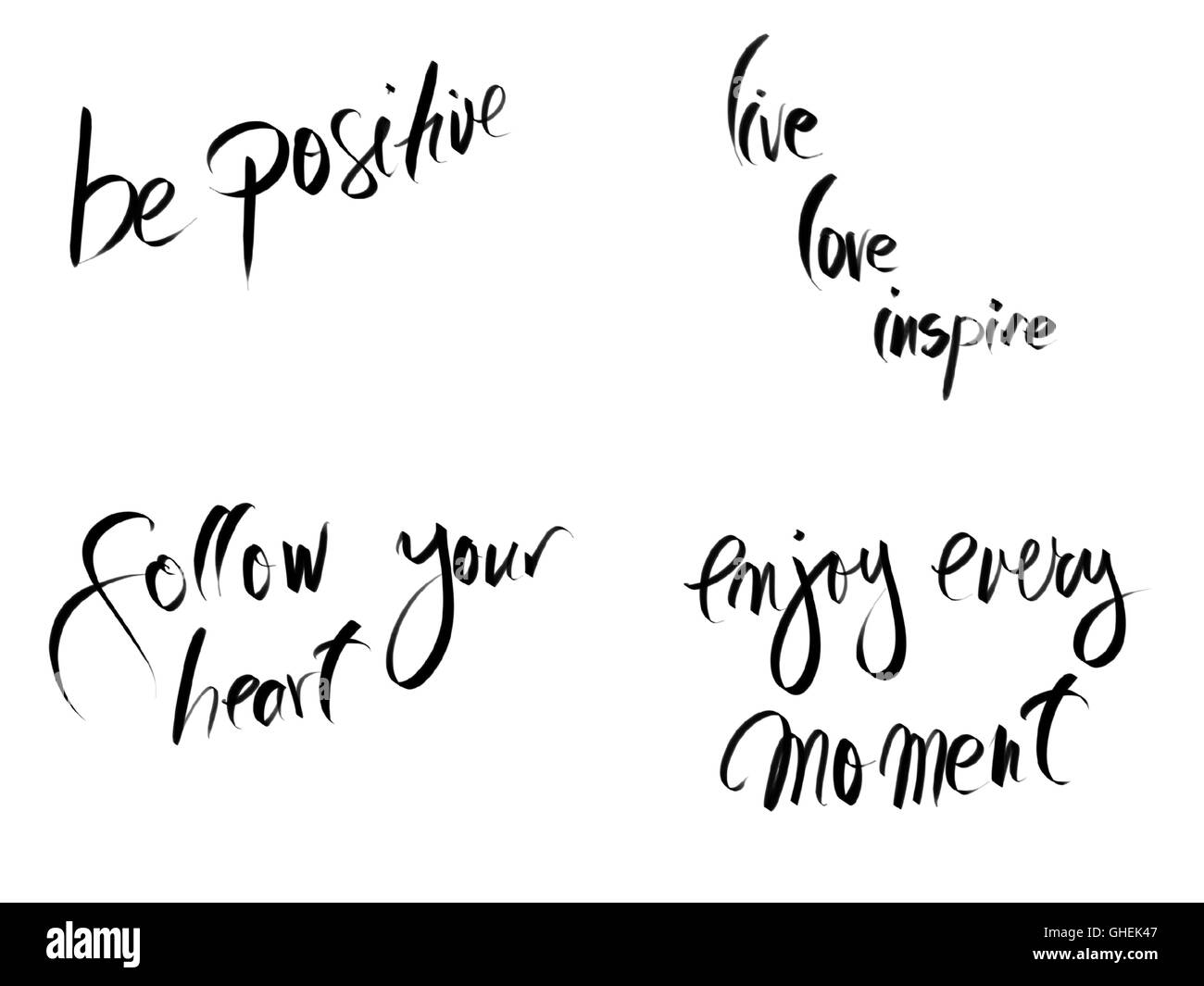 Photo collage with greetings isolated on white. Authentic hand writing ...