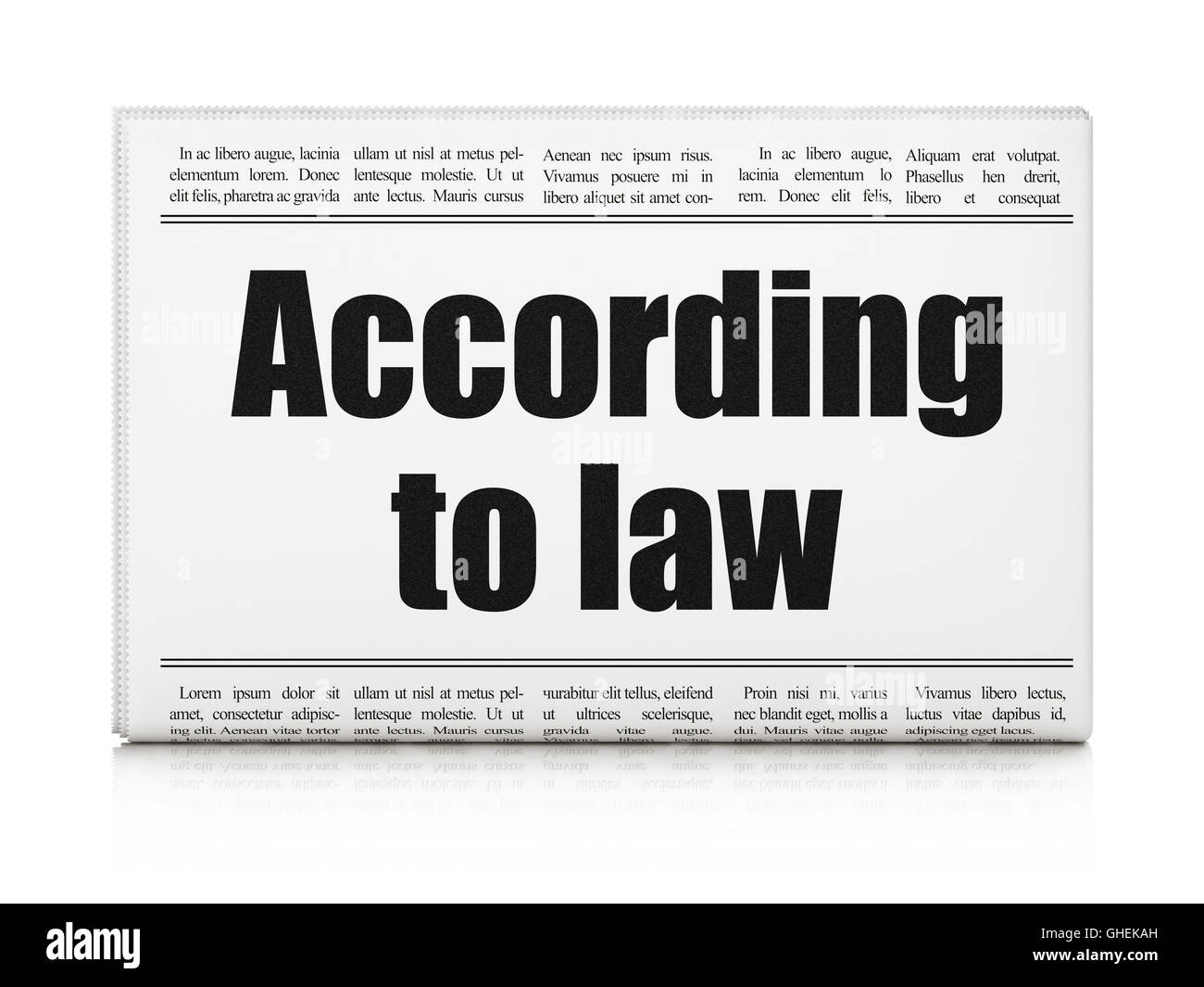 Law concept: newspaper headline According To Law Stock Photo - Alamy