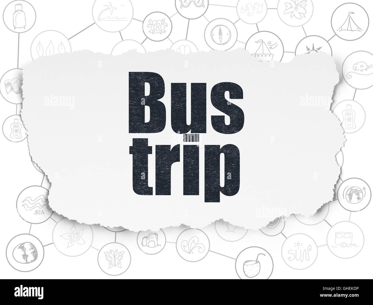 Travel concept: Bus Trip on Torn Paper background Stock Photo - Alamy