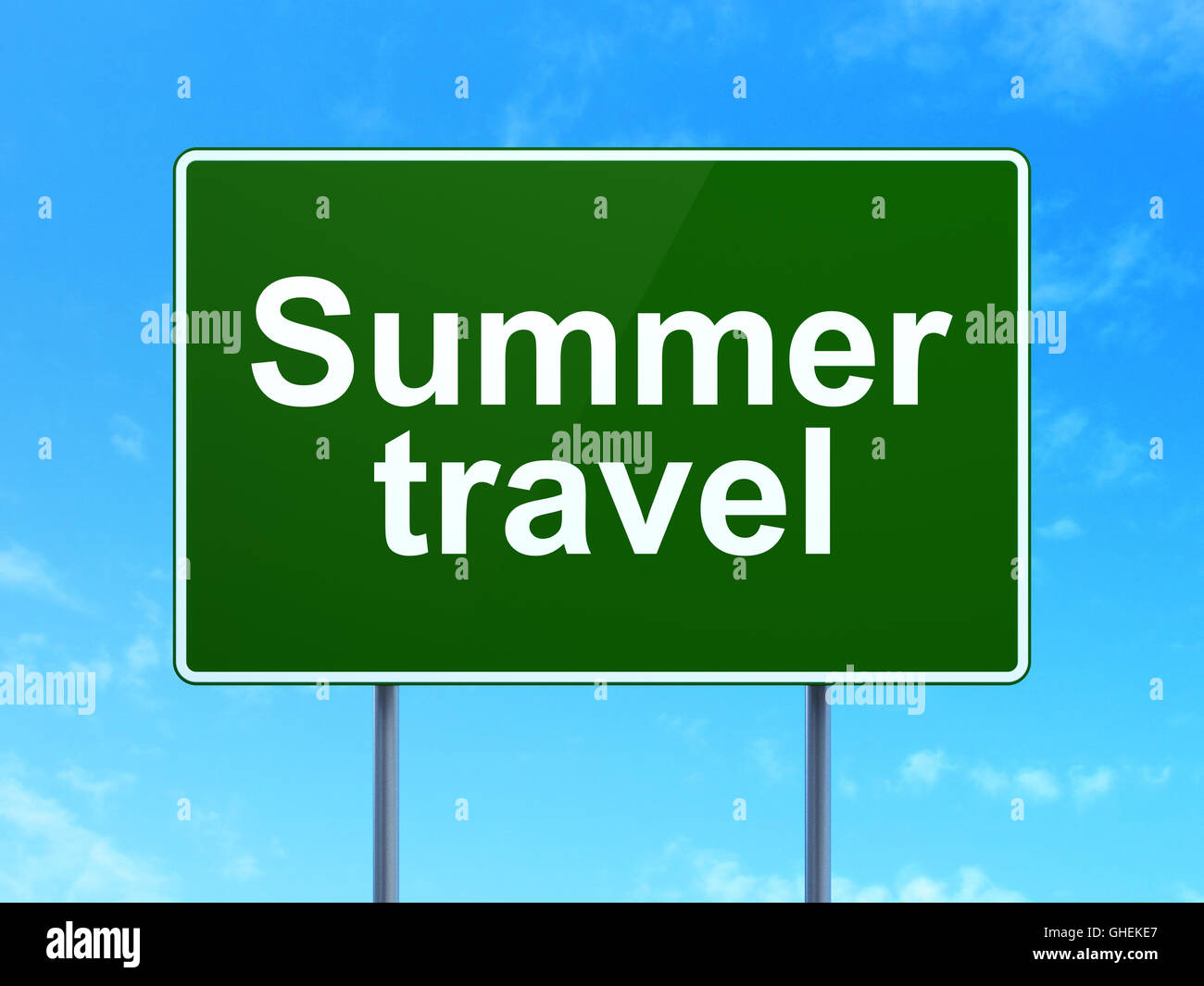 Tourism concept: Summer Travel on road sign background Stock Photo - Alamy