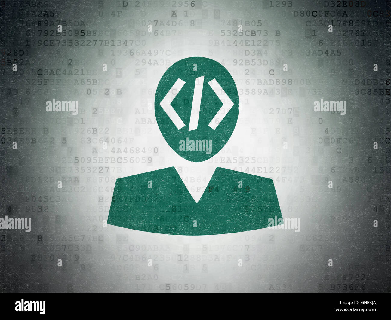 Programming concept: Programmer on Digital Data Paper background Stock ...