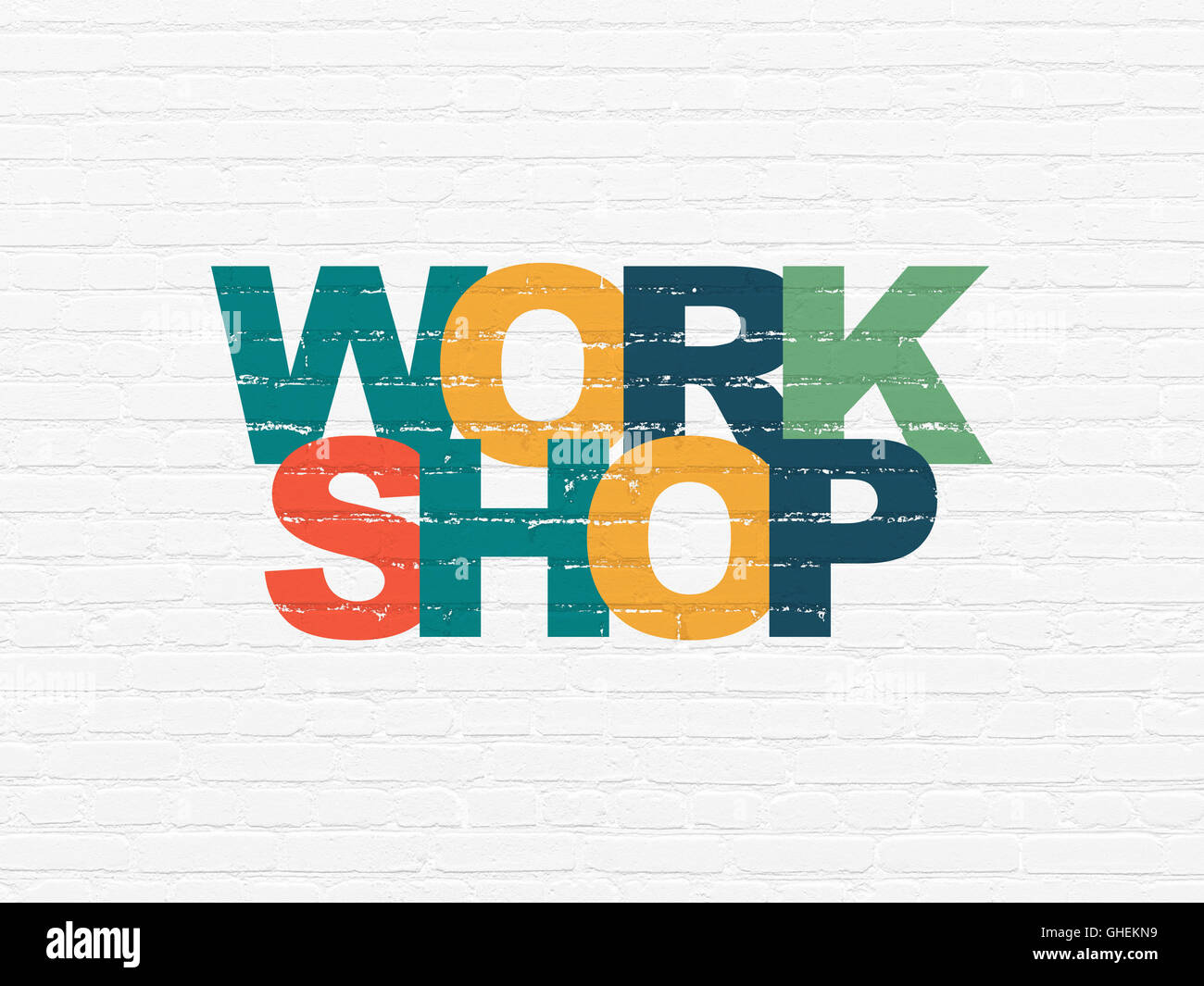 Education concept: Workshop on wall background Stock Photo - Alamy