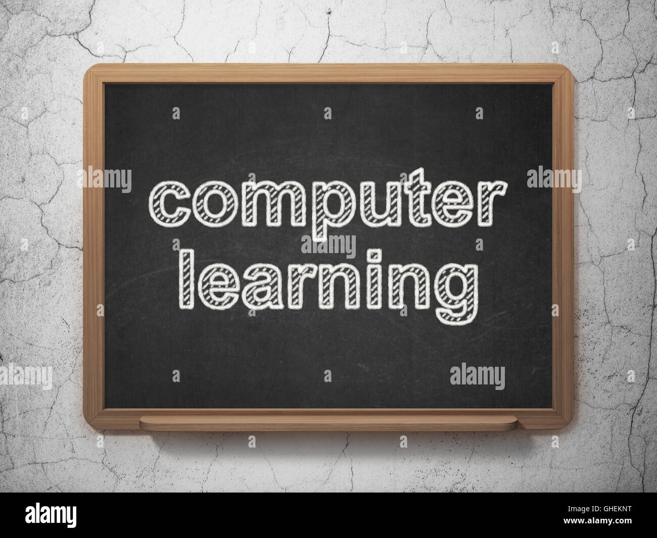 Studying concept: Computer Learning on chalkboard background Stock ...